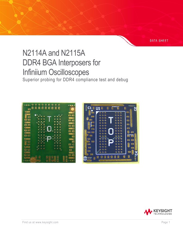 N2114A and N2115A DDR4 BGA Interposers for Infiniium Oscilloscopes PDF Asset Page | Keysight